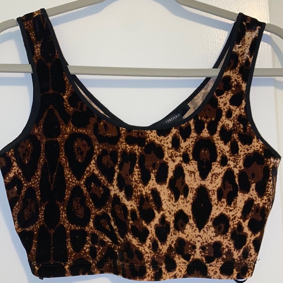 Forever 21 | Tops | Forever 2 Velvet Animal Print Crop Top | Poshmark